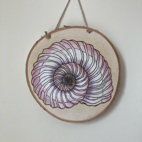 Art | Seashell Beach Ocean Nature Pyrography Home Decor | Poshmark